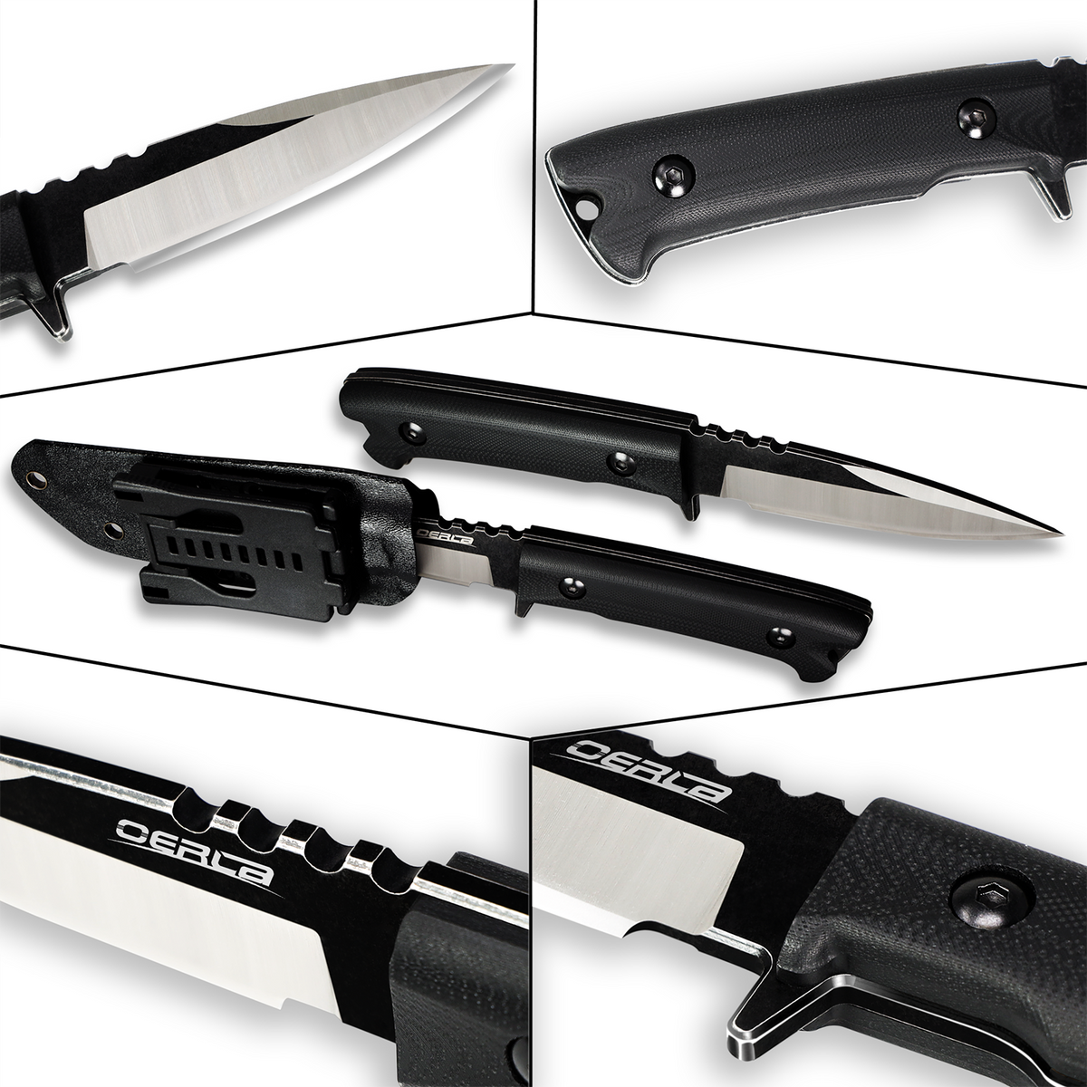 Oerla OLK-035PK Outdoor Fixed Blade Fine Edge with G10 Handle and Kyde ...